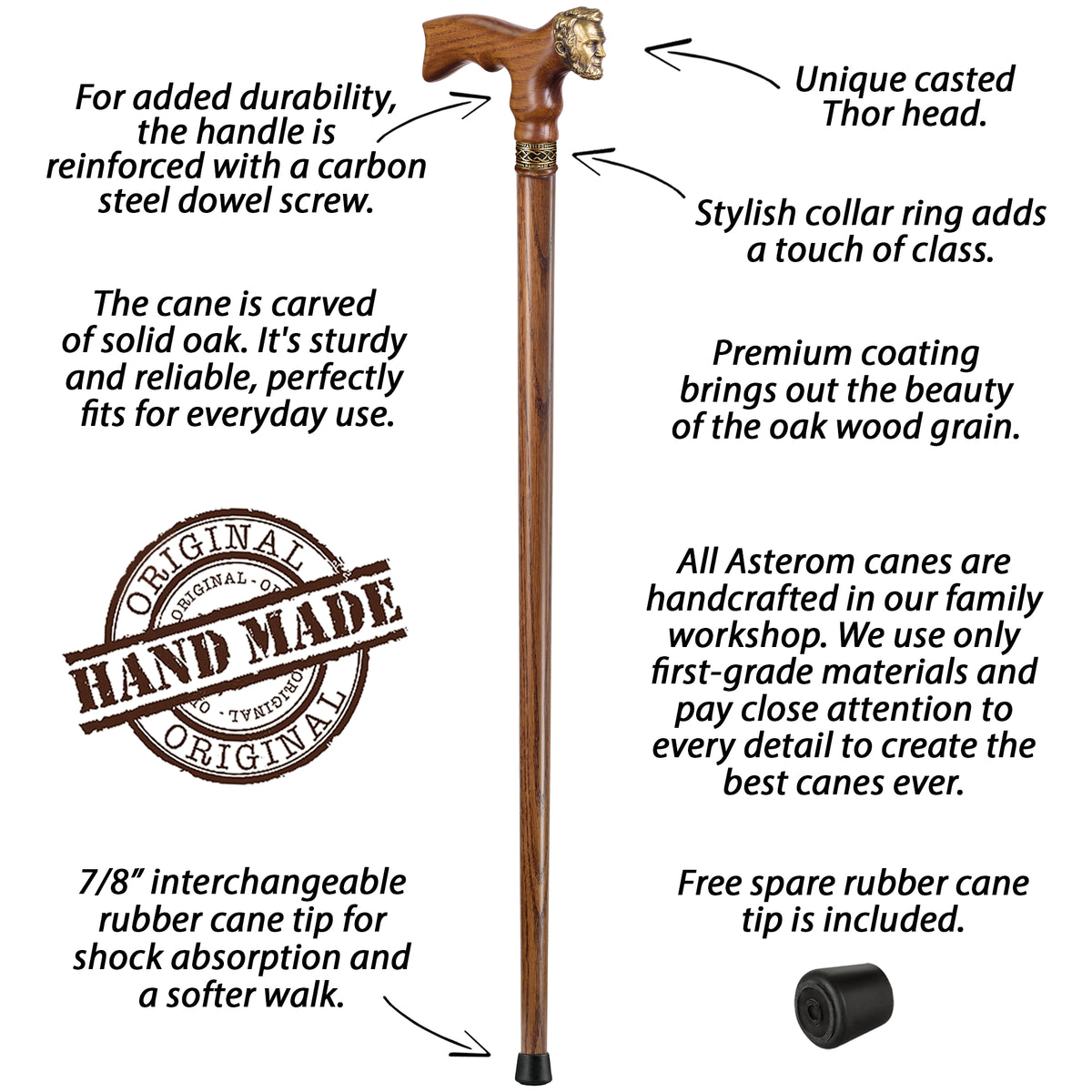 Lincoln Walking Cane for Men Cool Handmade Walking Sticks