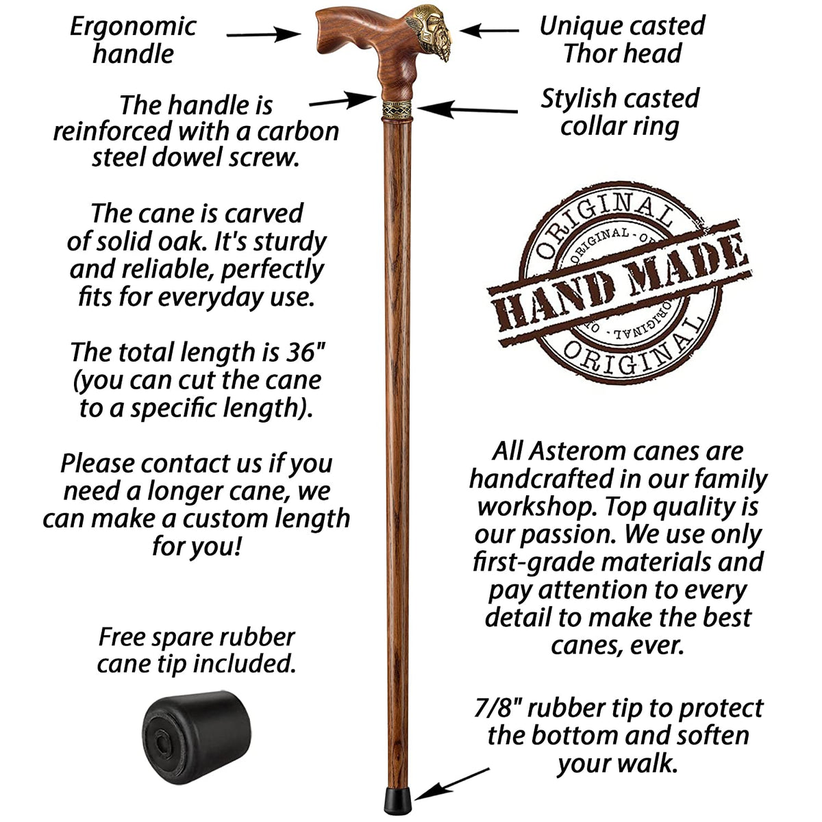 Viking Walking Cane for Men - Thor Walking Stick, Designer Cane