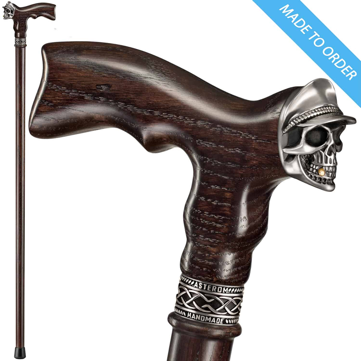 Custom Soldier Skull Cane - Cool Wood Walking Cane