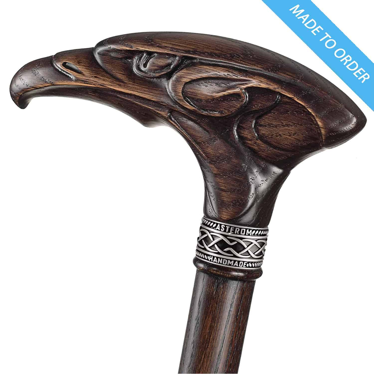 Hand Carved Eagle Walking Cane for Men Wooden Stick