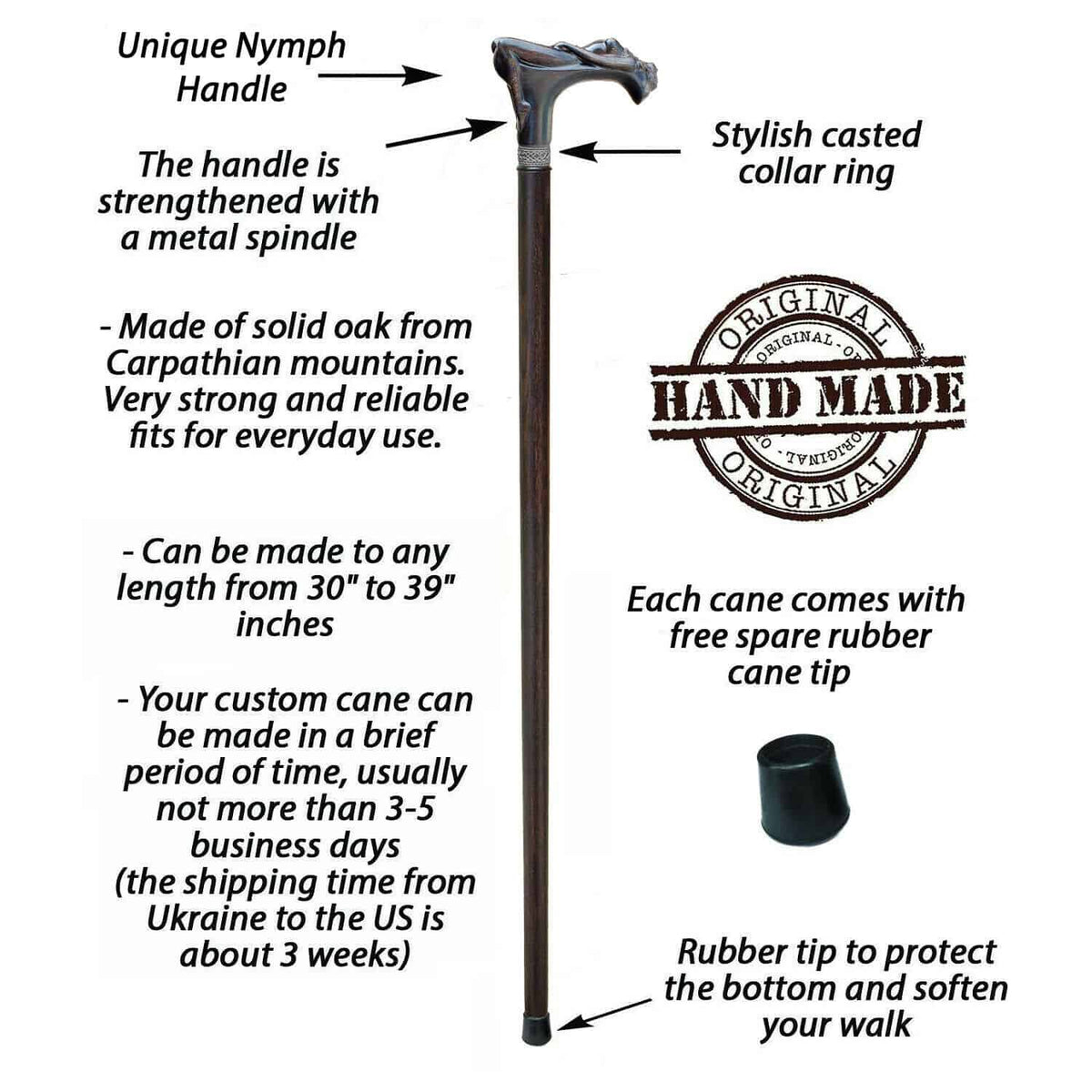 Fancy Walking Cane for Men Nymph Carved Men's Walking Sticks